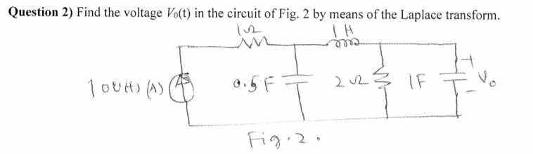 Solved Question 2) Find the voltage Vo(t) in the circuit of | Chegg.com