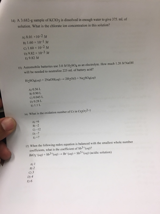 Solved A 3.682-g sample of KClO_3 is dissolved in enough | Chegg.com