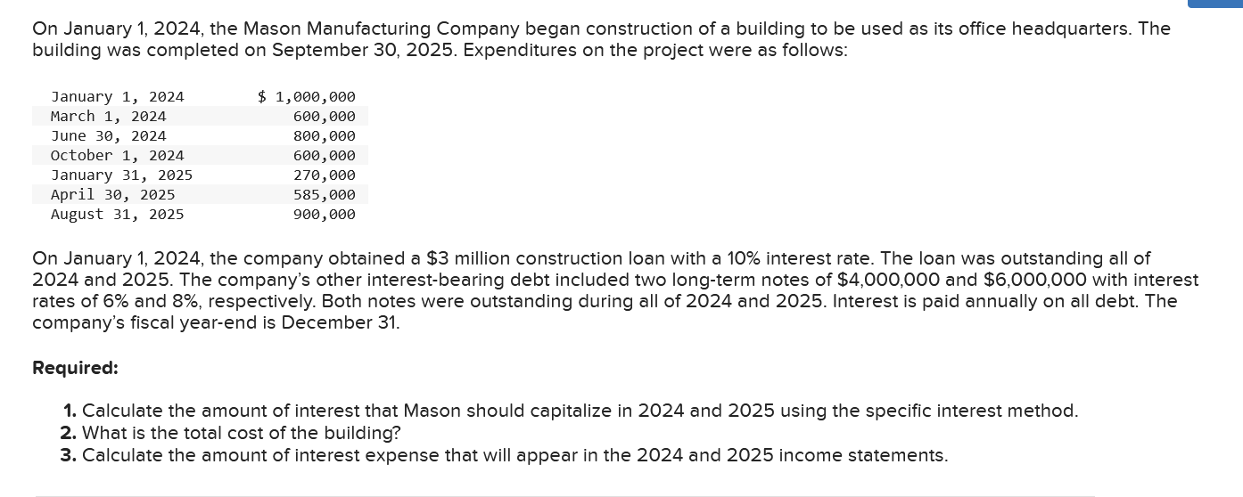 Solved On January 1, 2024, the Mason Manufacturing Company | Chegg.com
