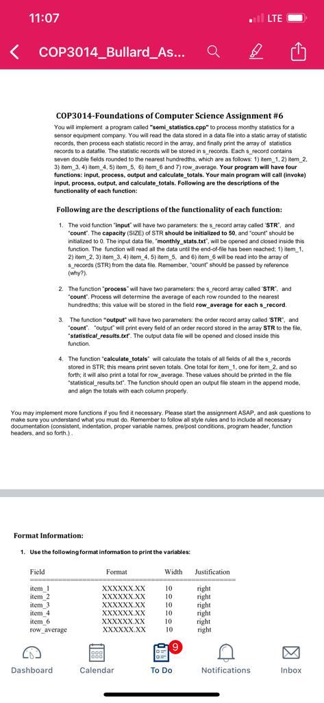 Solved 11:07 . LTE COP3014_Bullard_As... ☆ | Chegg.com