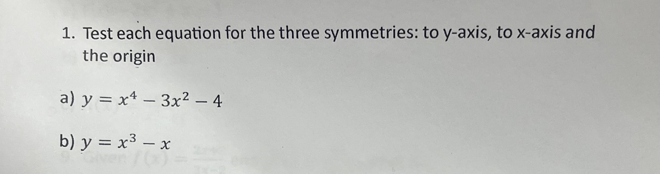 Solved 1. Test each equation for the three symmetries: to | Chegg.com