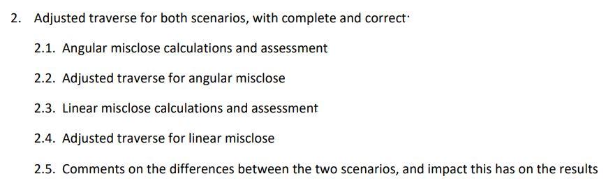 Solved 2. Adjusted traverse for both scenarios, with | Chegg.com