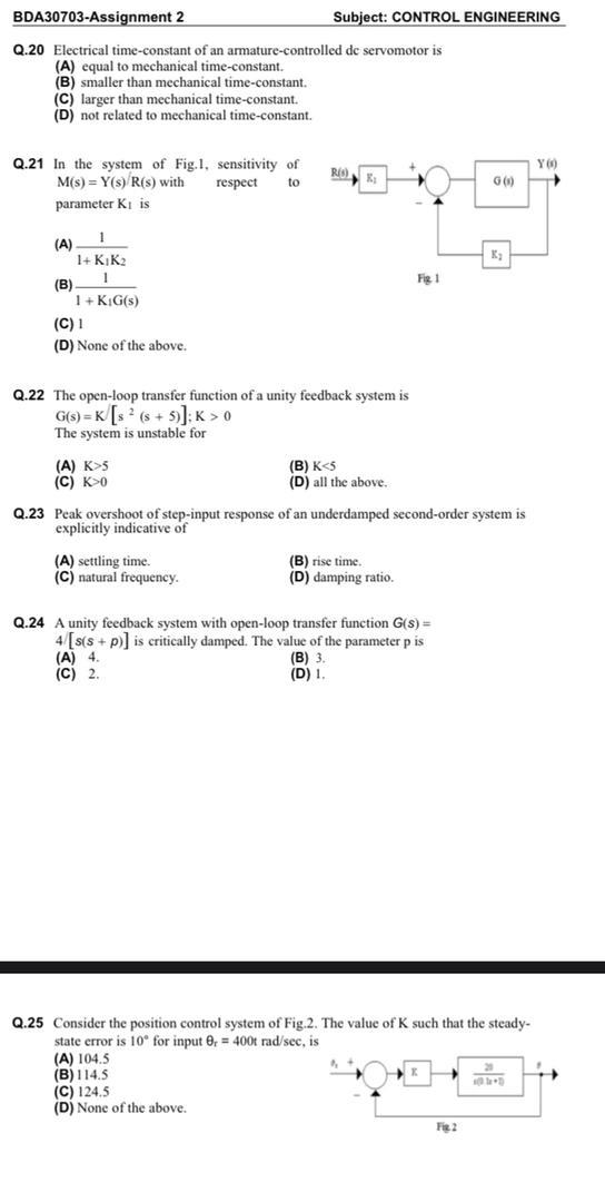 Solved BDA30703-Assignment 2 Subject: CONTROL ENGINEERING | Chegg.com