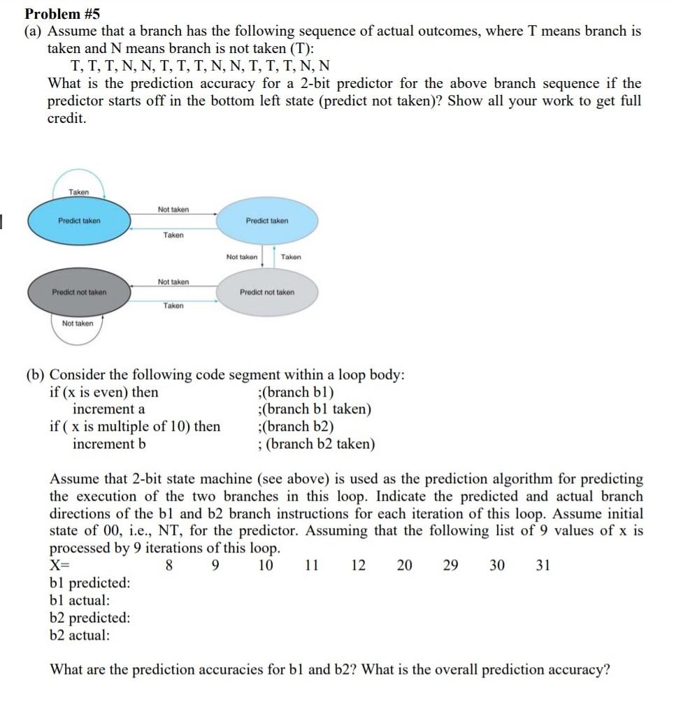 Problem #5 (a) Assume that a branch has the following | Chegg.com