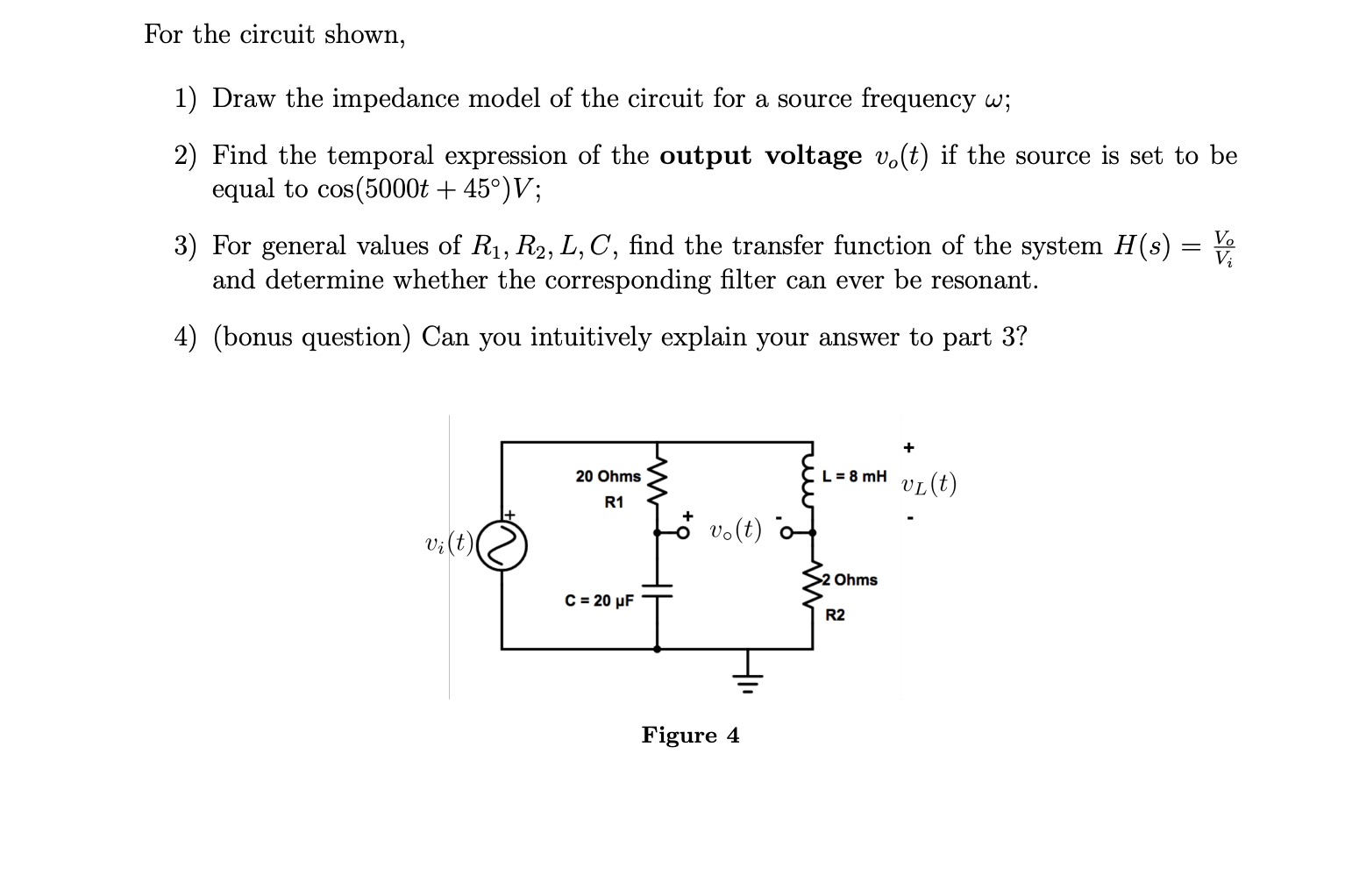 Solved For the circuit shown,Draw the impedance model of the | Chegg.com