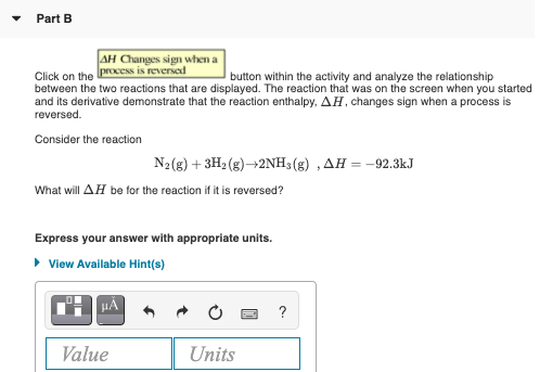 Solved Part A Click the AH is an Extensive Property button | Chegg.com