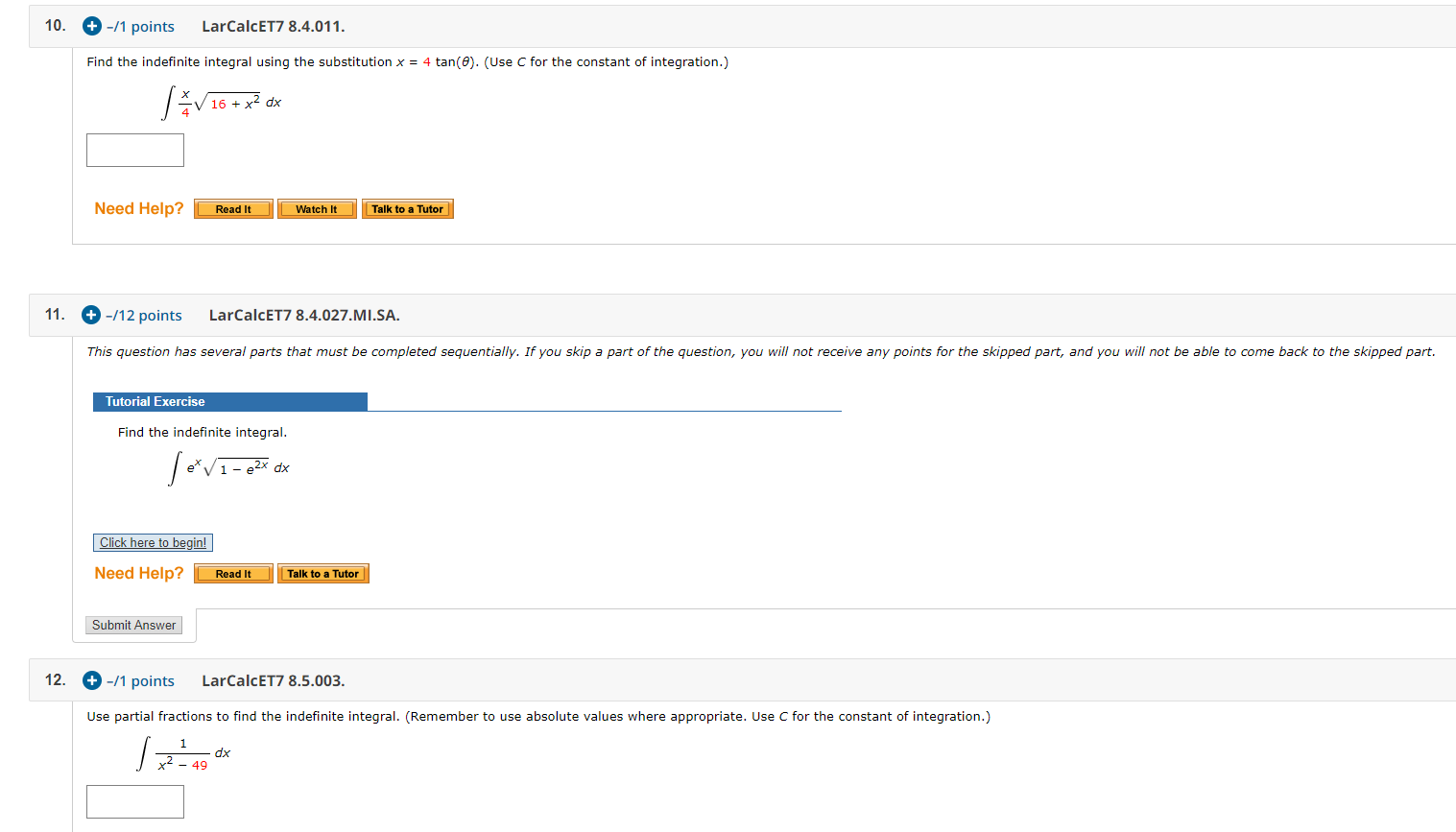 Solved 13. -/1 points LarCalcET7 8.5.008. Use partial | Chegg.com