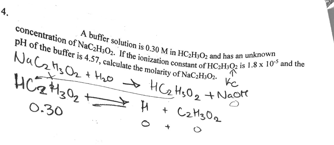 Solved A buffer solution is 0.30Min HC2H3O2 and has an | Chegg.com
