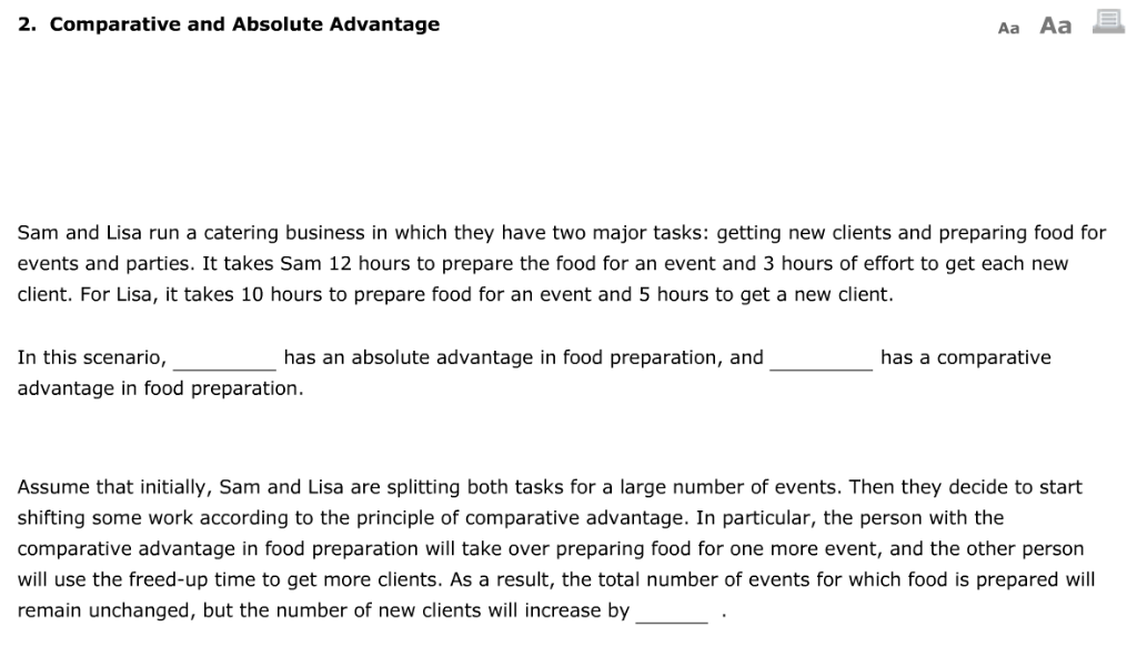 Solved 2. Comparative and Absolute Advantage Aa Aa Sam and | Chegg.com