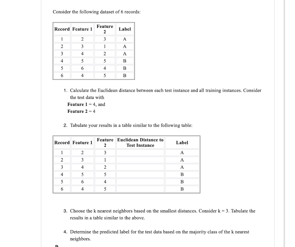Solved Consider the following dataset of 6 records: 1. | Chegg.com