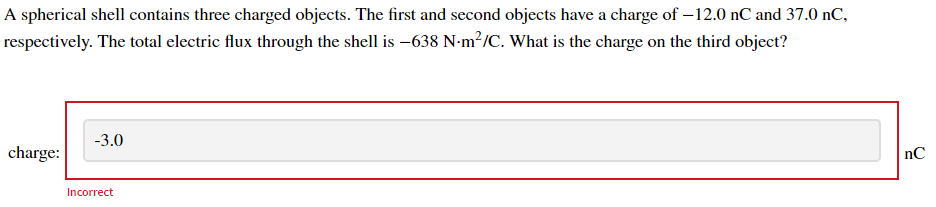 Solved A spherical shell contains three charged objects. The | Chegg.com