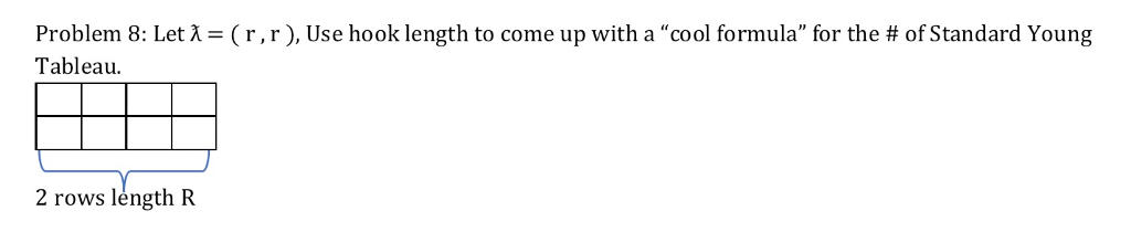 Solved Problem 8: Let Tableau. = ( r , r ), Use hook length | Chegg.com