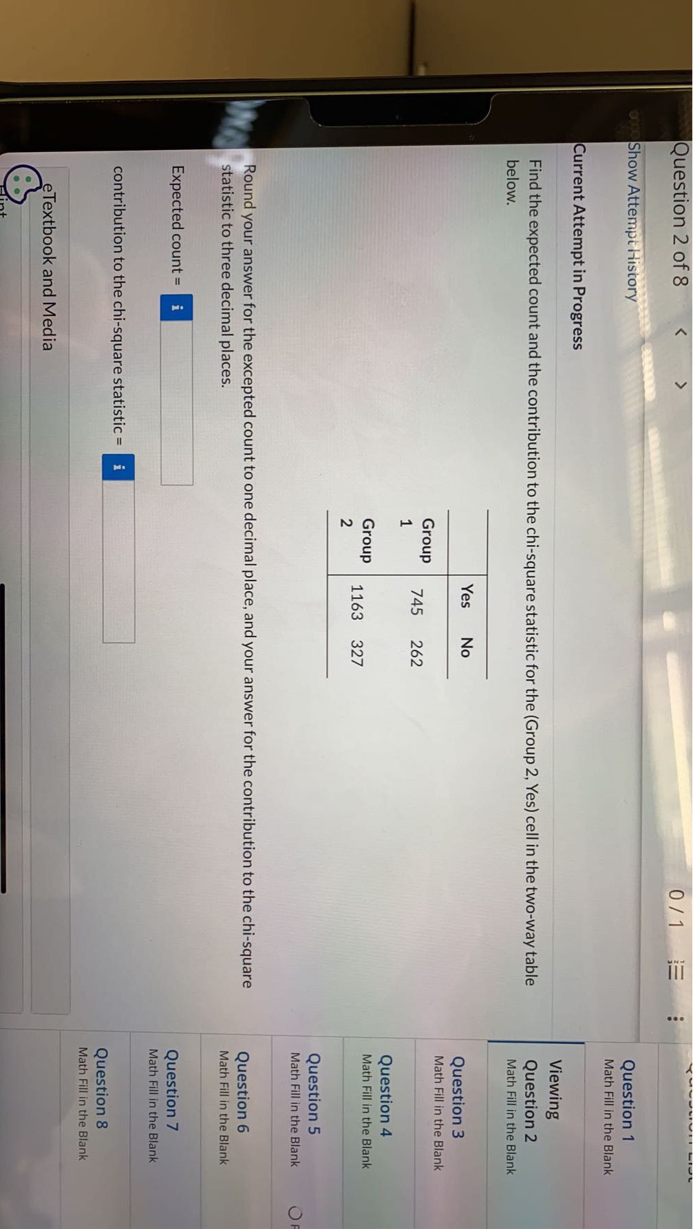 Find the expected count and the contribution to the | Chegg.com