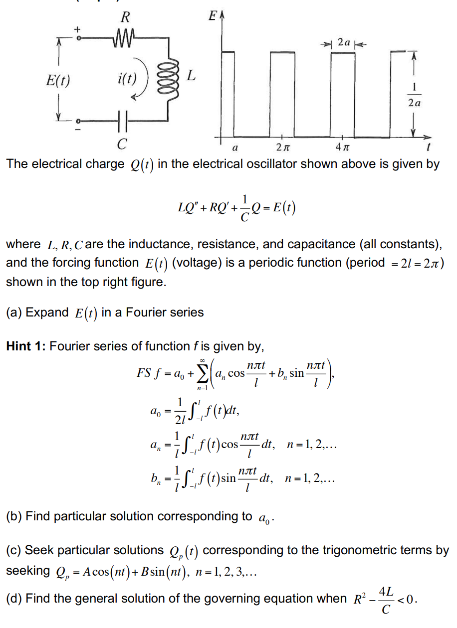 Solved The electrical charge Q(t) in the electrical | Chegg.com