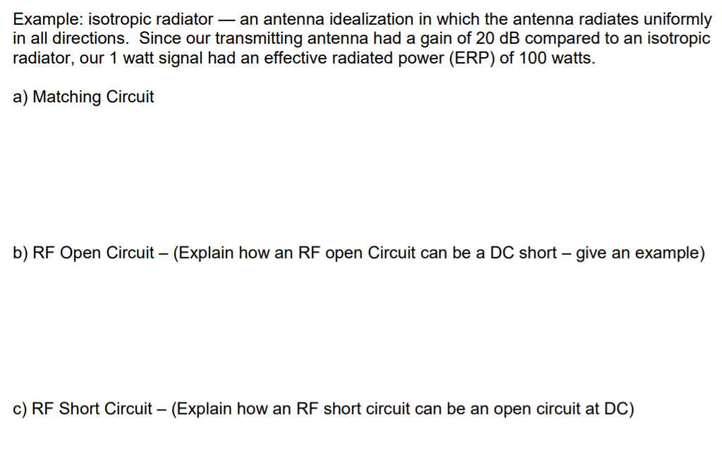 Example: isotropic radiator — an antenna idealization | Chegg.com