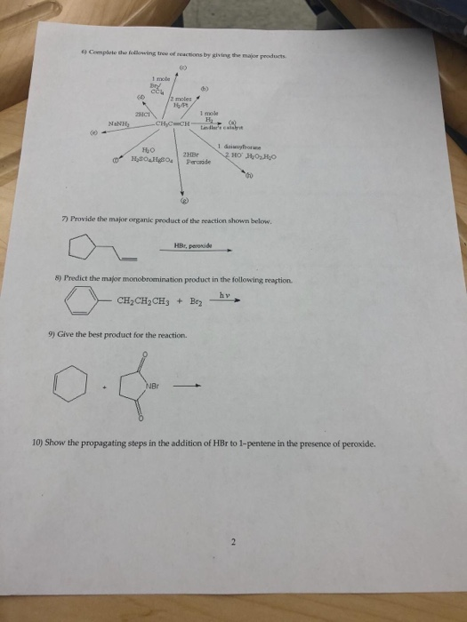 Solved dhe following troe of reactions by giving the major | Chegg.com