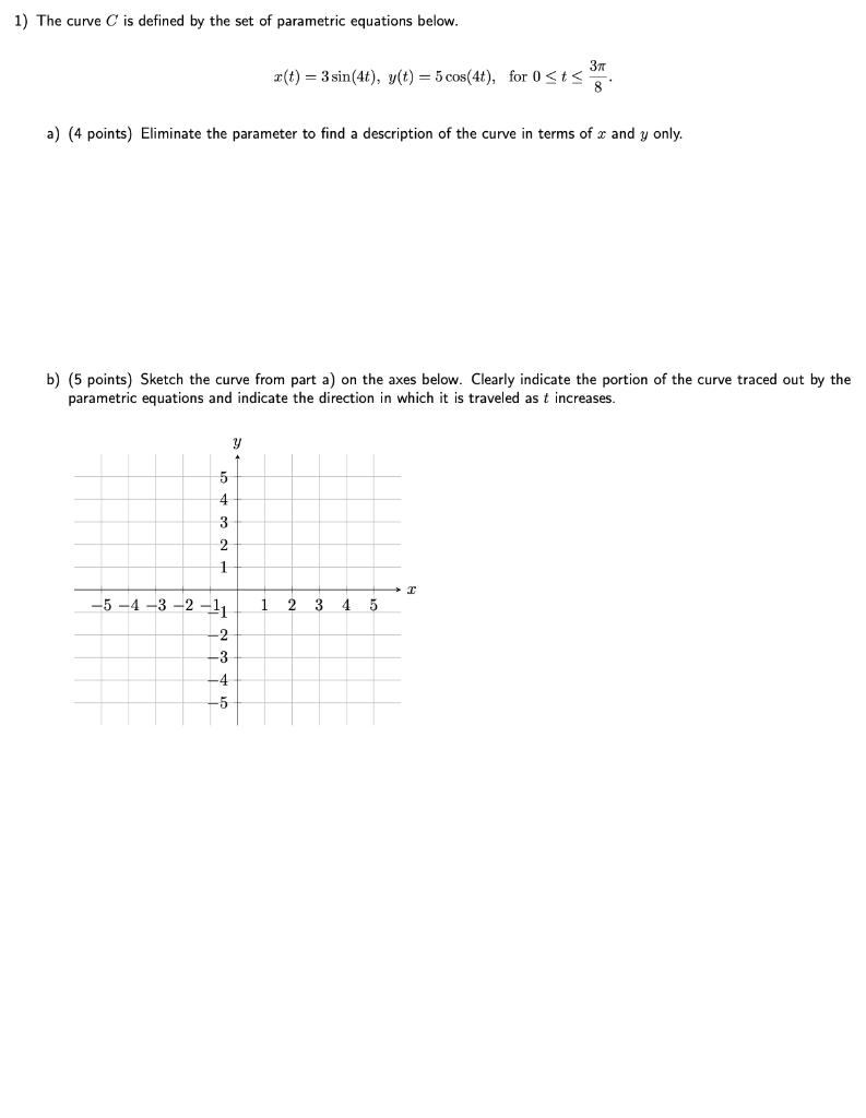 Solved 1) The curve C is defined by the set of parametric | Chegg.com