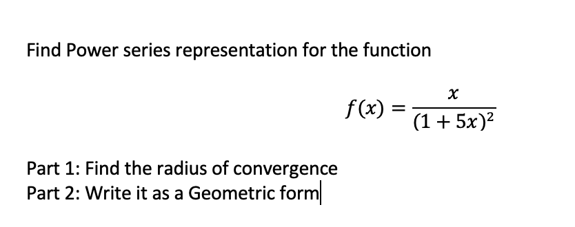 Solved Find Power series representation for the function х | Chegg.com