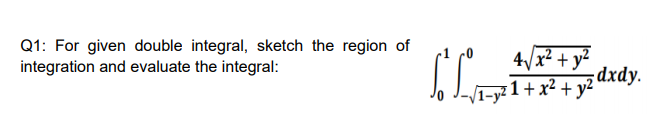 Solved Q1: For given double integral, sketch the region of | Chegg.com
