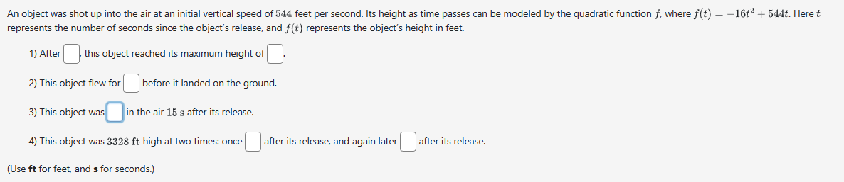 Solved An object was shot up into the air at an initial | Chegg.com