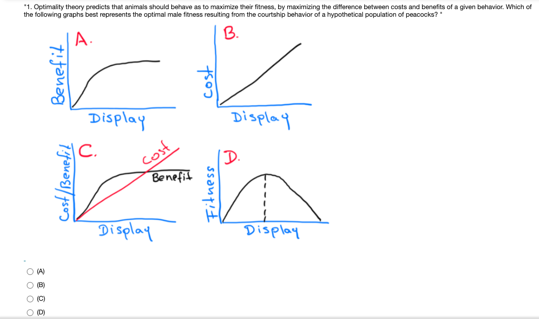 Solved "1. Optimality theory predicts that animals should | Chegg.com