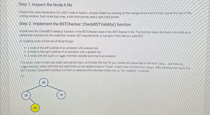 Solved coding window Each node has a key, a left child | Chegg.com