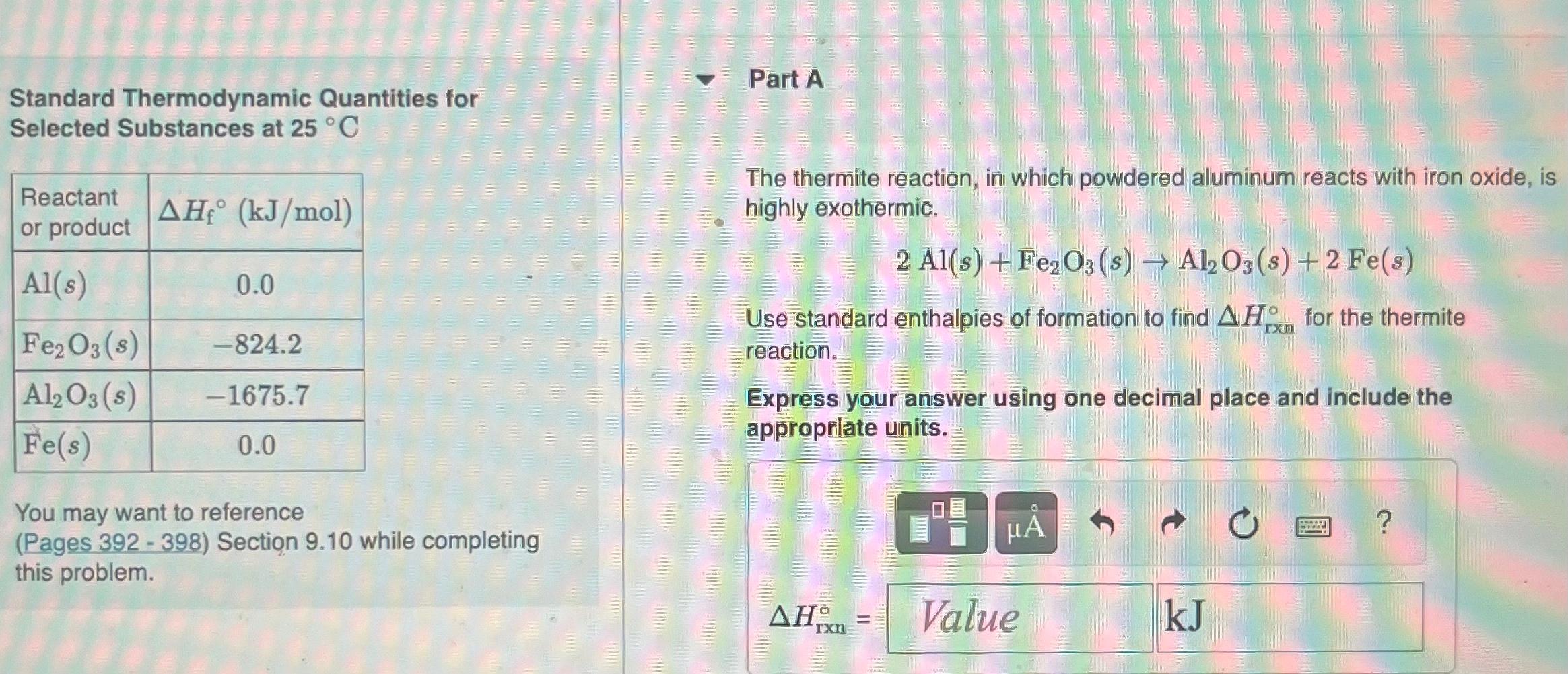 Solved Standard Thermodynamic Quantities for Part A Selected | Chegg.com