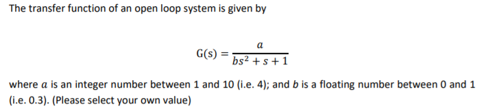 Solved The transfer function of an open loop system is given | Chegg.com