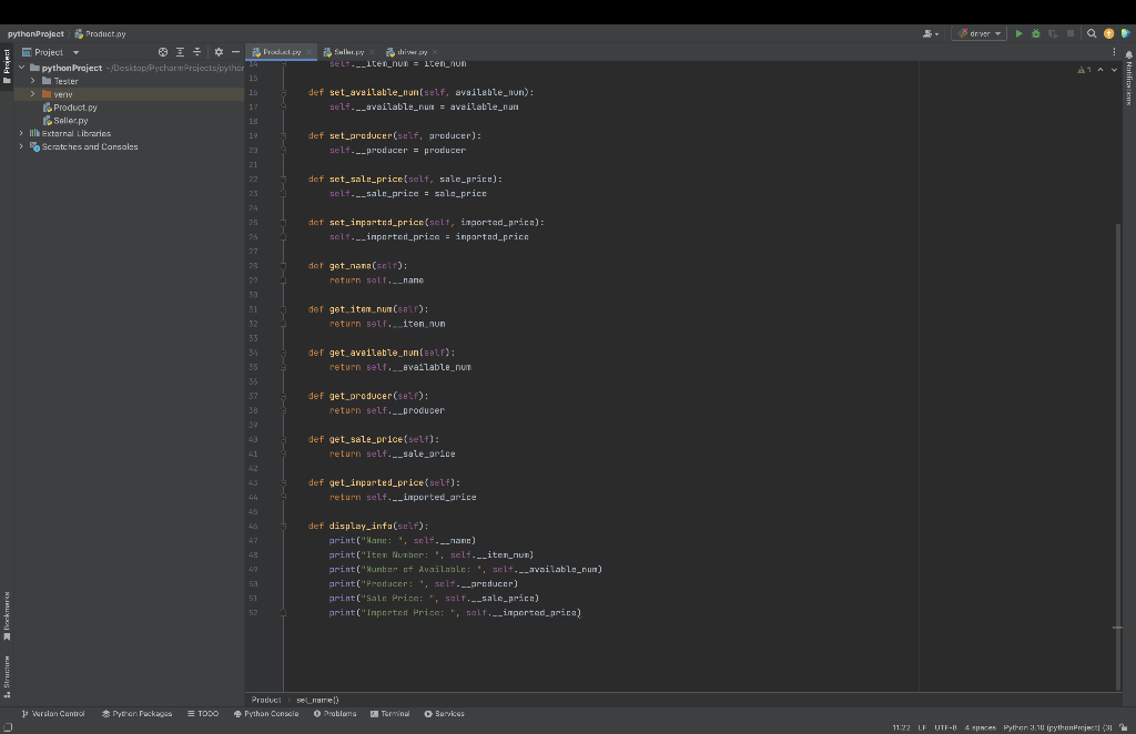 Solved #Code for the Product Module: class Product: def | Chegg.com