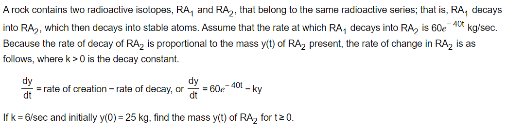 Solved A rock contains two radioactive isotopes, RA1 and | Chegg.com