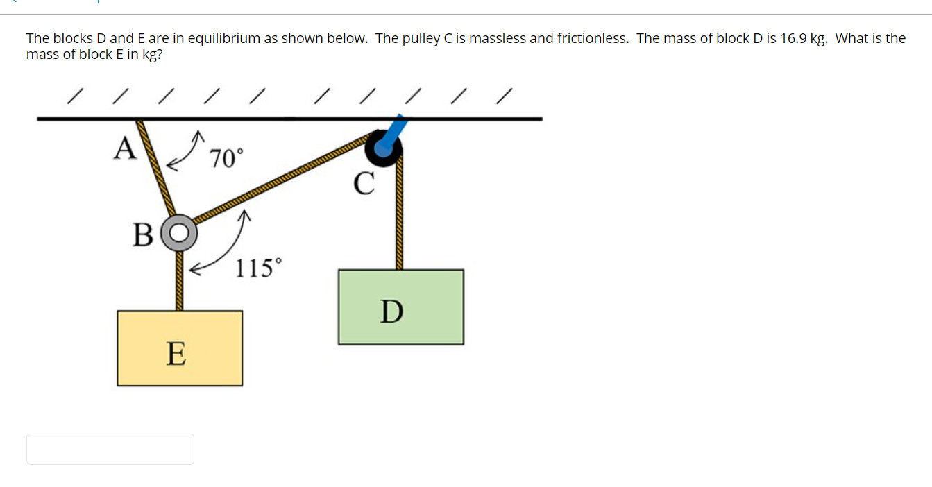 Solved The blocks D and E are in equilibrium as shown below. | Chegg.com