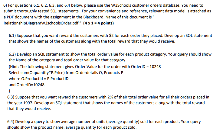 Solved 6) For questions 6.1,6.2, 6.3, and 6.4 below, please | Chegg.com