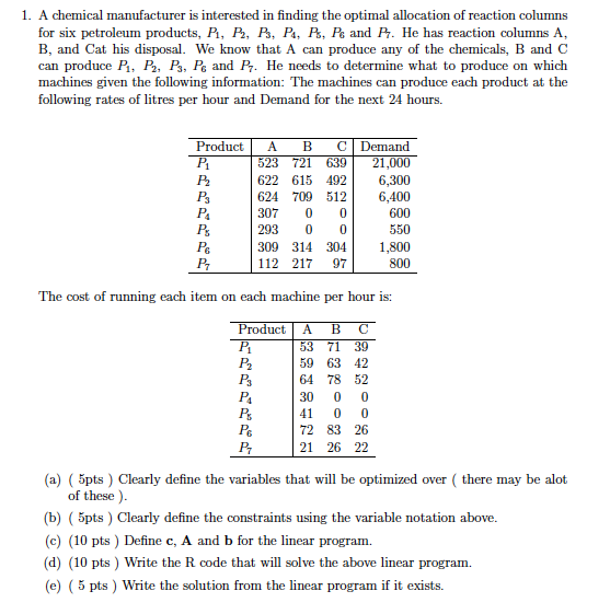 Solved 1. A chemical manufacturer is interested in finding | Chegg.com