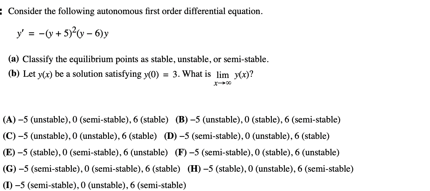 Solved Consider the following autonomous first order | Chegg.com