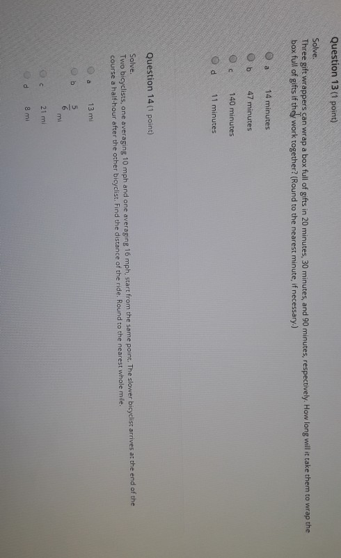 Solved Question 13 (1 point) Solve Three gift wrappers can | Chegg.com