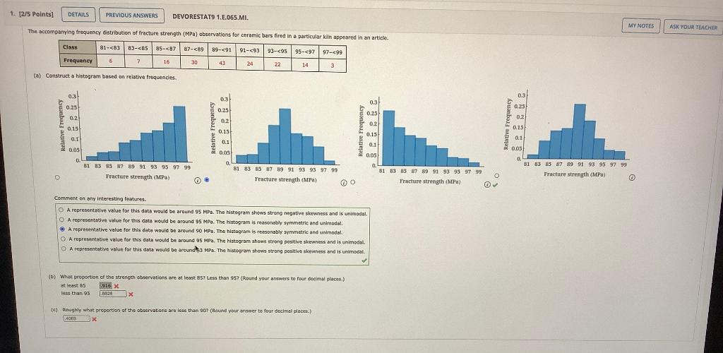 Solved 1. 2/5 Points) DETAILS PREVIOUS ANSWERS DEVORESTAT9 | Chegg.com