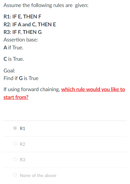Solved Assume the following rules are given: R1: IF E, THEN | Chegg.com