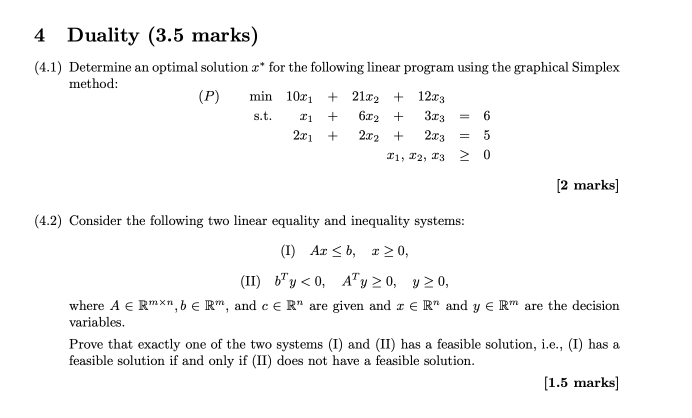 Duality (3.5 marks) (4.1) Determine an optimal | Chegg.com