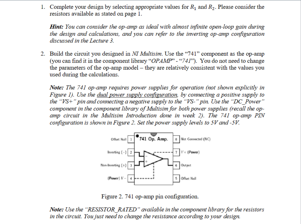 Solved Exercise 1 Using the LM741 to construct an inverting | Chegg.com