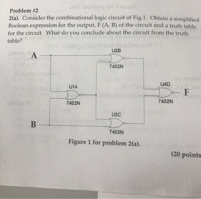 Solved Problem #2 2(a). Consider the combinational logic | Chegg.com