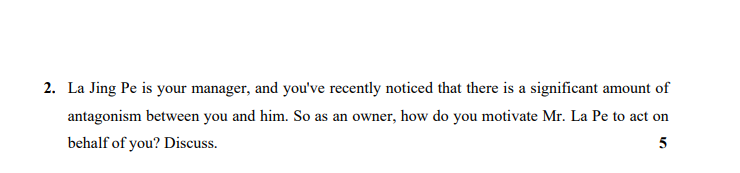 Solved 2. La Jing Pe is your manager, and you've recently | Chegg.com