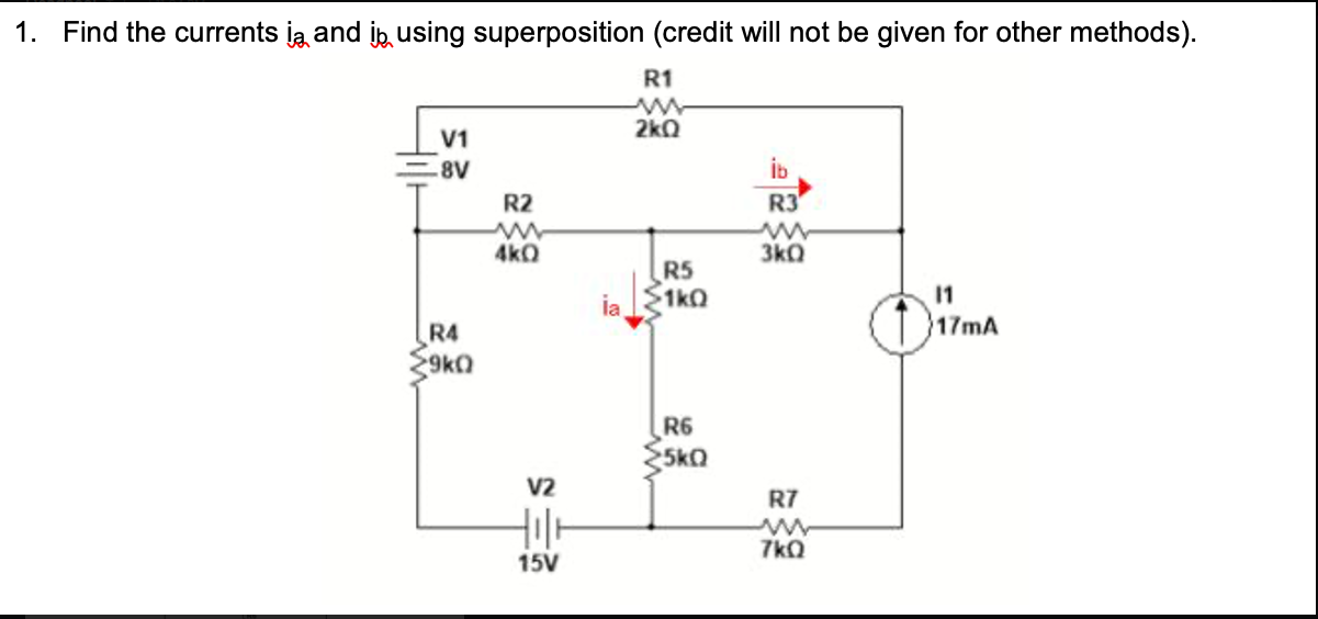 Solved Find the currents ia and ih using superposition | Chegg.com