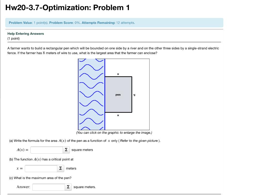 Solved Hw20-3.7-Optimization: Problem 1 Problem Value: 1 | Chegg.com