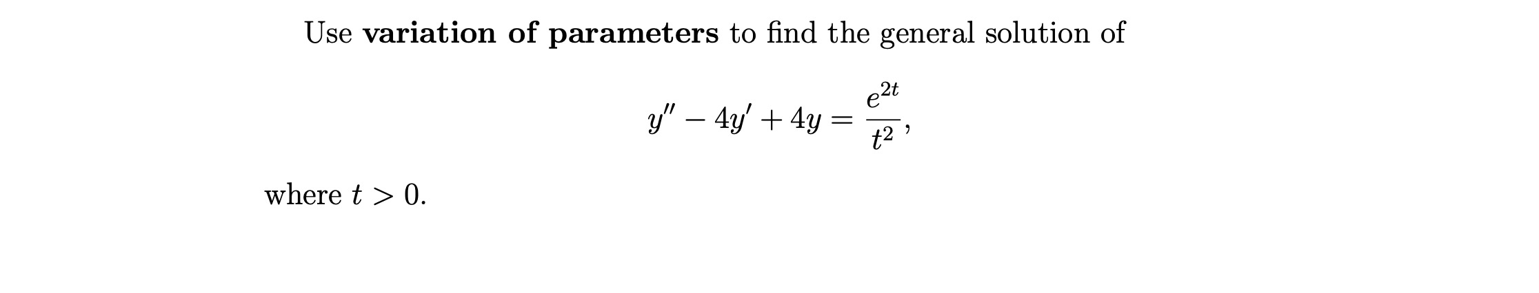 Solved Use variation of parameters to find the general | Chegg.com