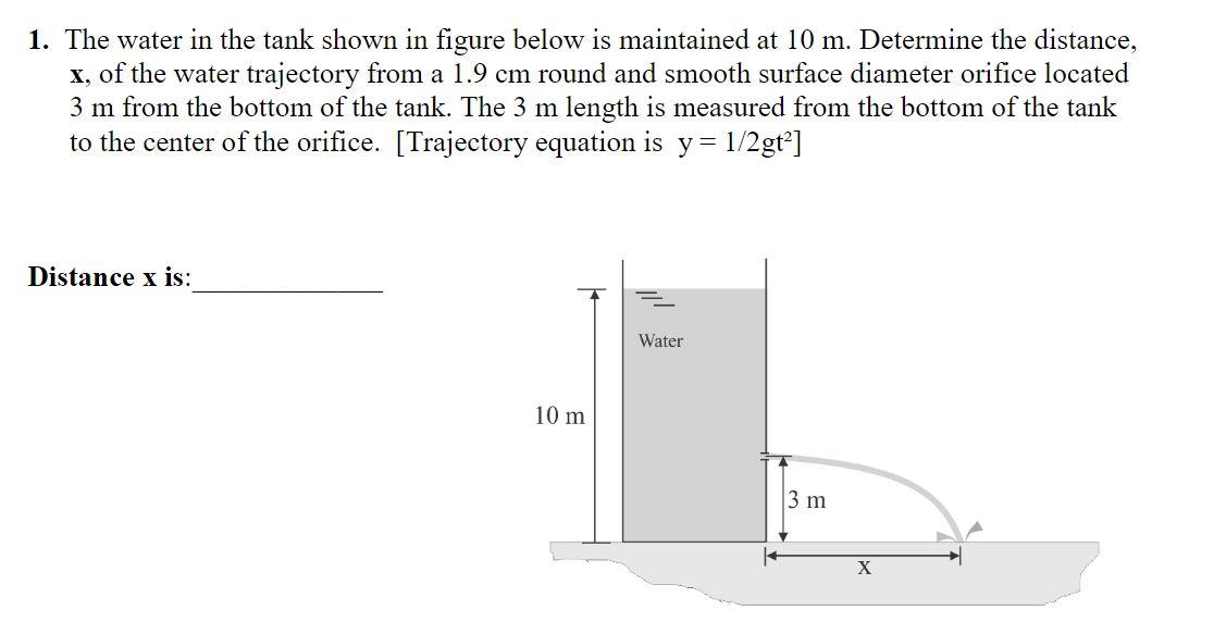 Solved 1. The water in the tank shown in figure below is | Chegg.com