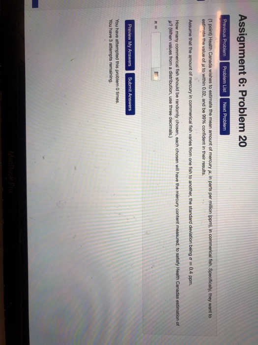 Solved Assignment 6 Problem 20 Previous Problem Problem