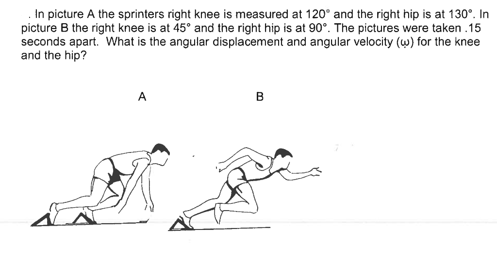 Solved In picture A the sprinters right knee is measured at | Chegg.com