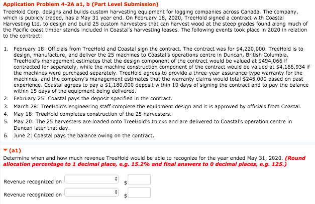Solved Application Problem 4-2A a1, b (Part Level | Chegg.com