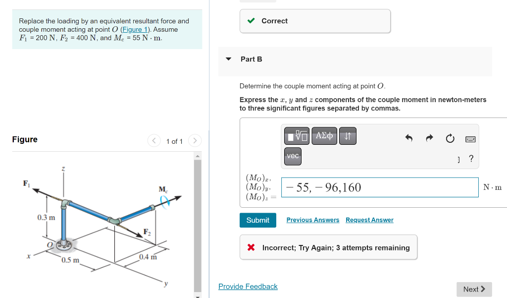 Solved Replace the loading by an equivalent resultant force | Chegg.com