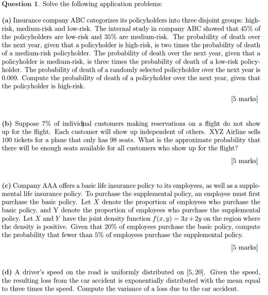 Solved Question 1. Solve the following application problems: | Chegg.com